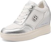 Queen Helena Baskets hautes avec compens&eacute;es pour femme X34-42, Blanc et argent., 39 EU