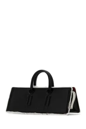 DENTRO Womens Black Leather Otto Handbag Borse A Mano Bag