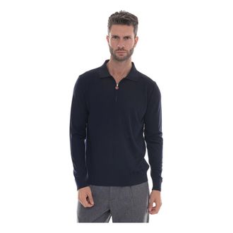Kiton Langarm-Poloshirt mit halbem Rei&szlig;verschluss - - Tops - Herren - Blau - M