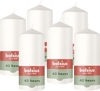 Bolsius Bolsius - Essentials - glatte Stumpenkerze - wei&szlig; - 13 cm - 6 St&uuml;ck - Ohne Palm&ouml;l