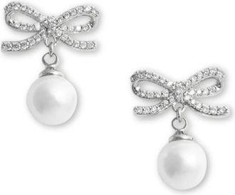 Self Portrait Femme, Accessoires, Gris, Taille: ONE Size Bow Pearl Earrings