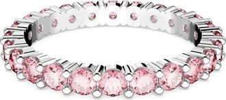 Swarovski Matrix Ring, Rhodinierter Damenschmuck mit Rosa-violetten, Strahlenden Swarovski Kristallen