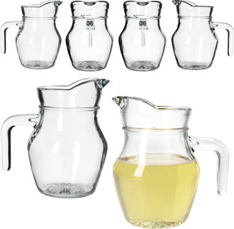 MamboCat Valentin 6er Set Glaskrug I 420 ml | Glaskanne mit Griff aus klarem Glas I stilvolle & robuste Karaffe f&uuml;r Saft, Wein, Milch, Limo, Eistee u.v.m