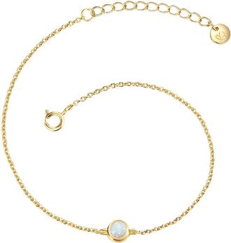 Glanzst&uuml;cke M&uuml;nchen Armband - Sterling Silber Armband Opal (synth.) - Gr. ONESIZE - in Gold - f&uuml;r Damen