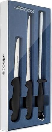 Arcos Profi-Schinkenmesser-Set 3-teilig - Schinkenmesser, Ausbeinmesser, Wetzstahl - Edelstahl NITRUM, Ergonomischer Griff - Serie 2900