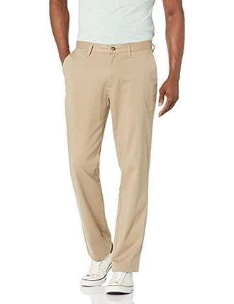 Nautica Mens Classic Fit Flat Front Stretch Solid Chino Deck Pant, True Khaki, 34W 30L