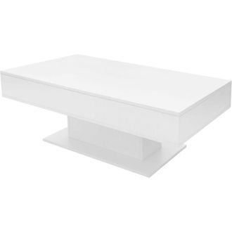 ML Design ML-Design Table Basse avec 2 Compartiments de Rangement, 110 x 60 x 40 cm, Plateau Relevable, Blanc, Panneau de Particules Rev&ecirc;tu de M&eacute;lamine, Table