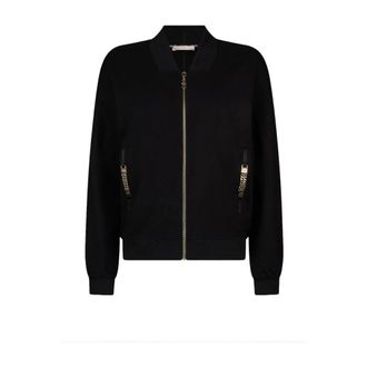 Liu Jo Femme, Sweatshirts et sweats &agrave; capuche, Noir, Taille: 38 FR Chain-detail Zip SweaT-shirt