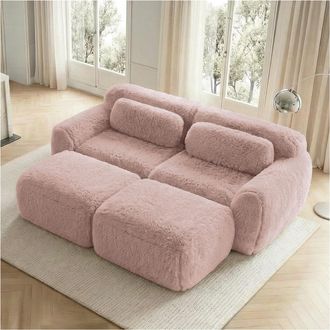 Generic Modernes 2-Sitzer-Sofa, modulares Sofa, rutschfeste Basis, mit 2 Kissen, extra breite ergonomische Armlehnen, extra gro&szlig;e Tiefe Sitzfl&auml;che, for Lesen 