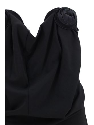 Magda Butrym Womens Draped Strapless Dress Black Wool (ovis Aries)