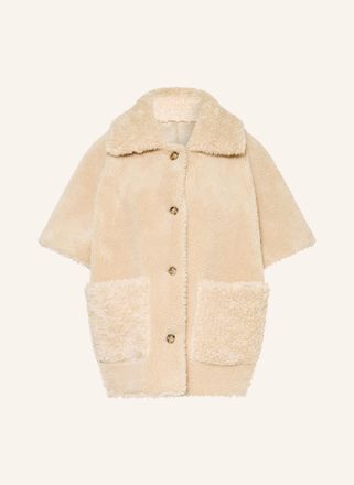 Mrs & Hugs Mrs & Hugs Teddyfell-Jacke Zum Wenden beige