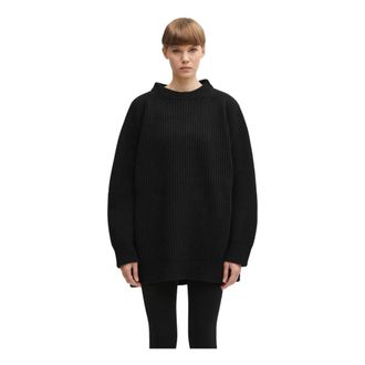 Maison Margiela Rippstrick-Pullover mit Rundhalsausschnitt - - Knitwear - Damen - Schwarzk - S