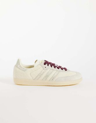 adidas Originals Samba OG baskets cr&egrave;me avec lacets bordeaux-Blanc