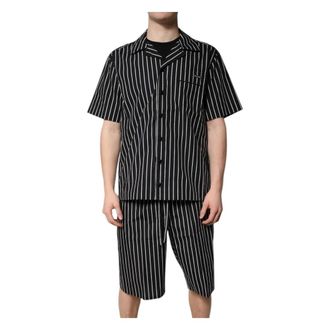 Dolce & Gabbana Gestreiftes Baumwoll-Pyjama-Set - - Nightwear & Lounge - Herren - Schwarzk - 2XL