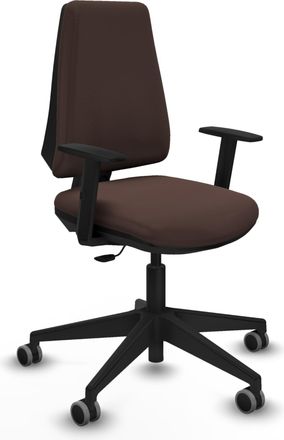 Piqueras y Crespo Elche Schreibtischstuhl mit 1D-Armlehnen, ausgestattet mit Permanentkontakt und Schneideschaum, 65 mm Rollen, Parkett, Dunkelbraun