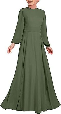 Generic 2026 Robes amincissantes pour femmes manches musulmanes longues v&ecirc;tements de pri&egrave;re l&acirc;che temp&eacute;rament, Vert, M