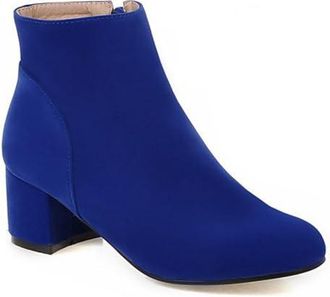 Generic Bleu,38 EU,Bottines en Daim pour Femmes à Bout Rond et Talons Bas épais Bottines à Talons dautomne Chaussures habillées Confortables avec Fermeture éc