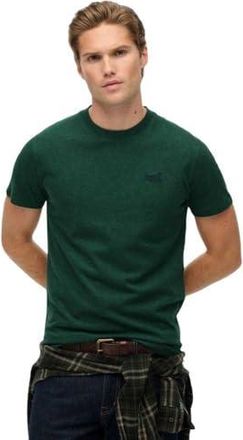 Superdry Essential Logo EMB Tee T-Shirt, Pitch Green Marl, L Mens