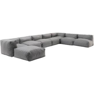 Oviala Oviala - Canap&eacute; dangle modulable 8 places en polypropyl&egrave;ne gris - Dimensions 425x255cm - Traitement d&eacute;perlant pour ext&eacute;rieur - Confort optimal
