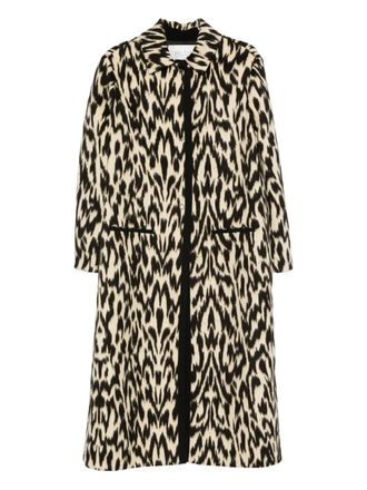 Forte_Forte manteau boutonn&eacute; &agrave; imprim&eacute; animalier - Noir