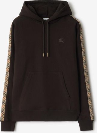 Burberry Baumwoll-Kapuzenpullover mit Check-Besatz, Size: XXXL