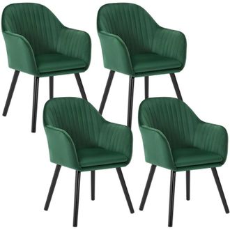 Woltu Woltu - Lot de 4 Chaises de salle &agrave; manger Assise en Velours, Chaise pour Cuisine/Salon/Caf&eacute;, Vert Fonc&eacute;