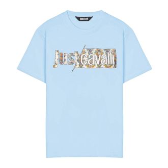 Just Cavalli Femme, Tops, Bleu, Taille: 42 FR T-Shirt Logo Floral