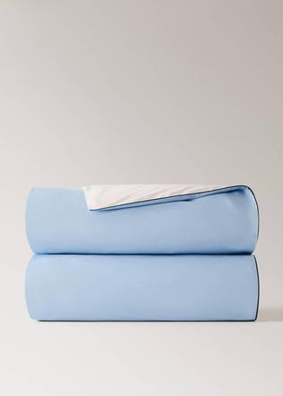 Mango Housse de couette enfant percale de coton r&eacute;versible liser&eacute; en contraste lit 90 cm bleu ciel - Home - Lit 90 cm - MANGO HOME