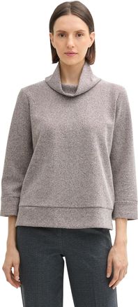 Tom Tailor Damen 1044251 Sweatshirt mit Rollkragen, 36836-Deep Red Heringbone Boucle, L
