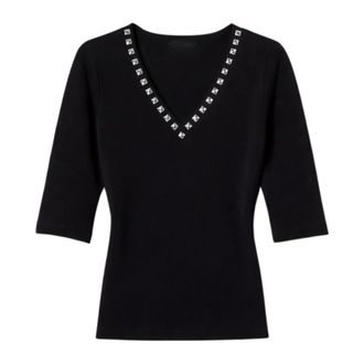 Twinset Femme, Pulls, Noir, Taille: 36 FR Maille Actitude Col V