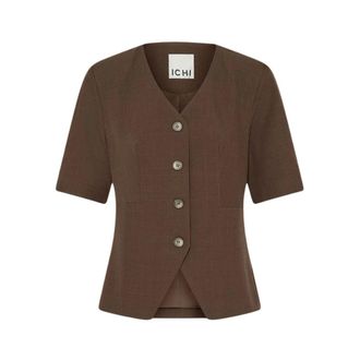 Ichi Ichi, Femme, Vestes, Brun, Taille: 40 FR Blazer &agrave; manches courtes