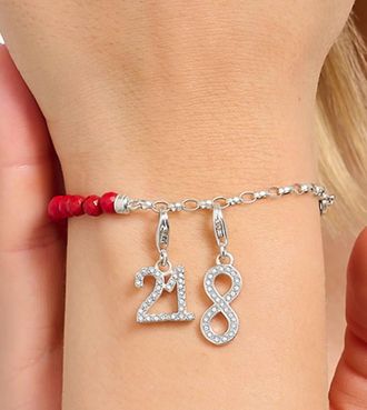 Thomas Sabo Pendentif charm en argent sterling 925 num&eacute;ro &laquo; 21 &raquo; &agrave; zircons-Argent&eacute;