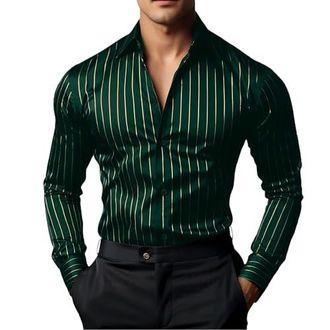 Generic Chemise noire &agrave; manches longues pour homme avec imprim&eacute; g&eacute;om&eacute;trique 3D - Motif triangle moderne boutonn&eacute; pour une tenue d&eacute;contract&eacute;e et de f&ecirc;te &eacute;l&eacute;gan