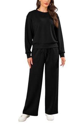 SHEKINI Survetement Femme Ensemble de Surv&ecirc;tement Deux Pi&egrave;ces &agrave; Manches Longues et Col Rond Sweatshirt Jogging Ensembles Sports Tenues Haut et Pantalon Droit 