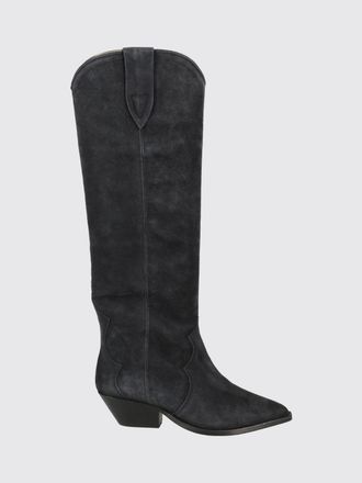 Isabel Marant Kniehohe Westernstiefel aus Veloursleder mit niedrigem Absatz
