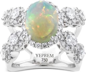 Yeprem bague en or 18ct X à diamants et opale - Argent