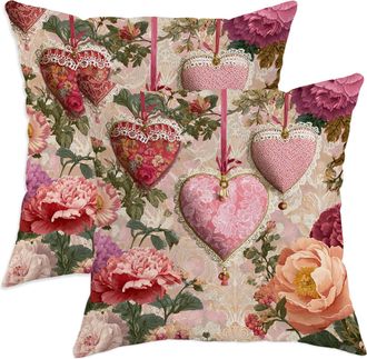 Generic Romantisches Herz Aus Vintage-Blumenspitze Dekokissenbezug Luxuri&ouml;se Dekokissen Mit Rei&szlig;verschluss Kissenbez&uuml;ge F&uuml;r B&uuml;ro Heimdekoration Bett 45X45Cm 2