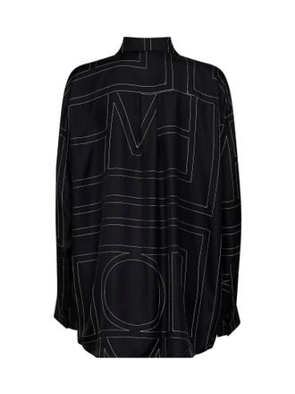 Toteme Womens Shirt Monogram Silk Black