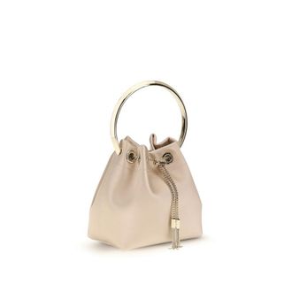 Jimmy Choo London Womens Bon Top Handle Bag Beige Silk