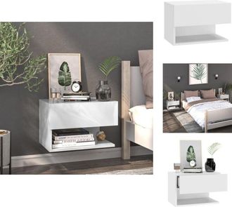 vidaXL Wand-Nachttisch Weiß - Wandregal - Holznachtttisch - Wohnzimmer Deko - Regal Weiß - Nachttisch Wandmontiert