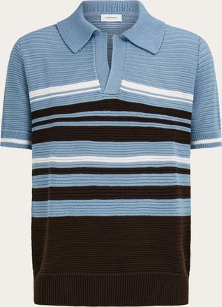 Ferragamo Herren Strick-Polohemd Blau