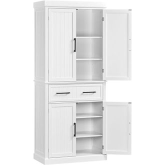 Yaheetech Yaheetech - Armoire Salle de Bain Meuble Rangement Salle de Bain avec 2 Tiroirs, 1 Compartiment, 1 Placard Etag&egrave;re R&eacute;glable, Salon Cuisine Blanc 60 x