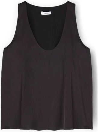 Motivi Top aus Viskose-Satin mit tiefem Ausschnitt - - Tops - Damen - Schwarzk - 2XL
