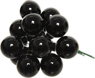 Kaemingk Weihnachtskugeln am Draht Glas 2,5cm x 12 Stück Spiegelbeeren glänzend Schwarz