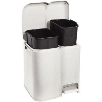Tontarelli Tontarelli - Poubelle de recyclage blanc avec 2 Compartiments et 2 seaux - PATTY2 - Blanc