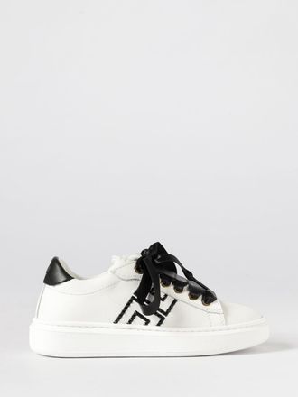 Elisabetta Franchi La Mia Bambina Leder-Sneakers mit Strass-Logo