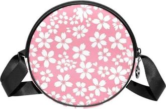 Generic Sac &agrave; bandouli&egrave;re rond pour femme, petit sac &agrave; bandouli&egrave;re &agrave; motif floral avec fermeture &eacute;clair, bretelles r&eacute;glables, sac &agrave; main rond d&eacute;contract&eacute; pour