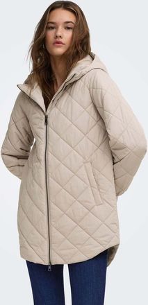 Only Newjuliet gesteppte Kapuzenjacke in Beige-Grau
