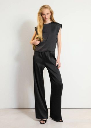 Mango Blouse satin&eacute;e sans manches noir - Femme - XS - MANGO