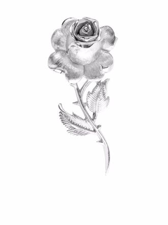 Susan Caplan Vintage broche Trifari &agrave; motif de rose (ann&eacute;es 1960) - Argent